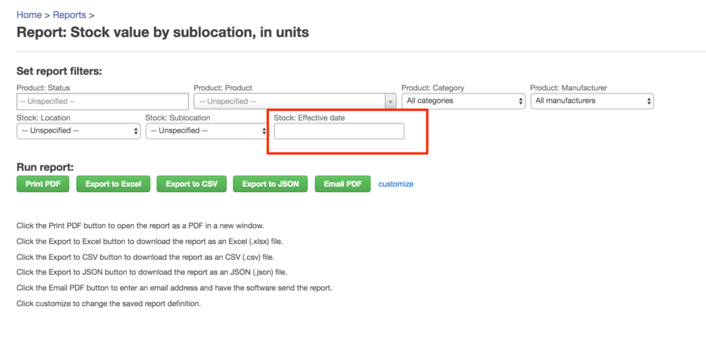 Generating an Inventory Asset Valuation Report